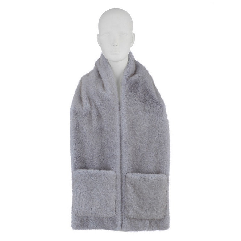 Alex Max Faux Fur Scarf With Handwarmer Mittens Celeste