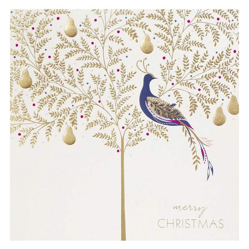 Luxury Christmas Cards Bird & Gold Pears