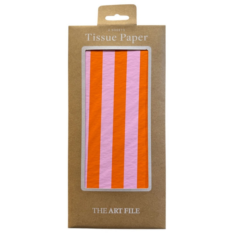 Art File Tissue Paper Coral and Orange Stripe