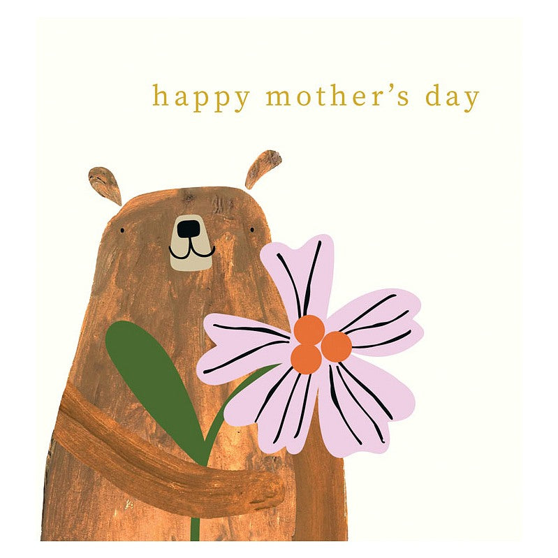 Happy Mother's Day Bear With Pom Pom Flower