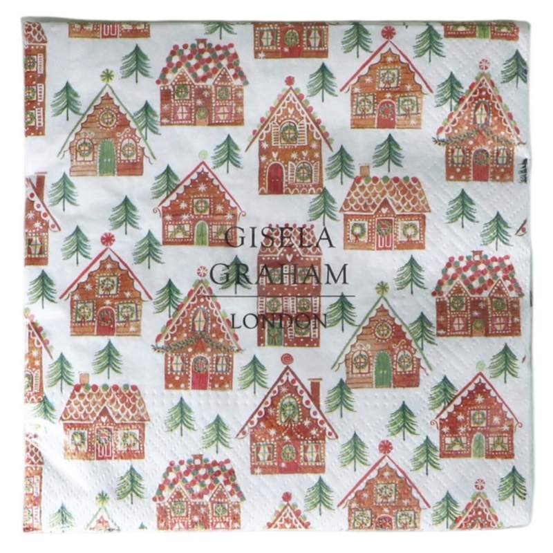 Gisela Graham Paper Napkins Gingerbread House Pack of 20